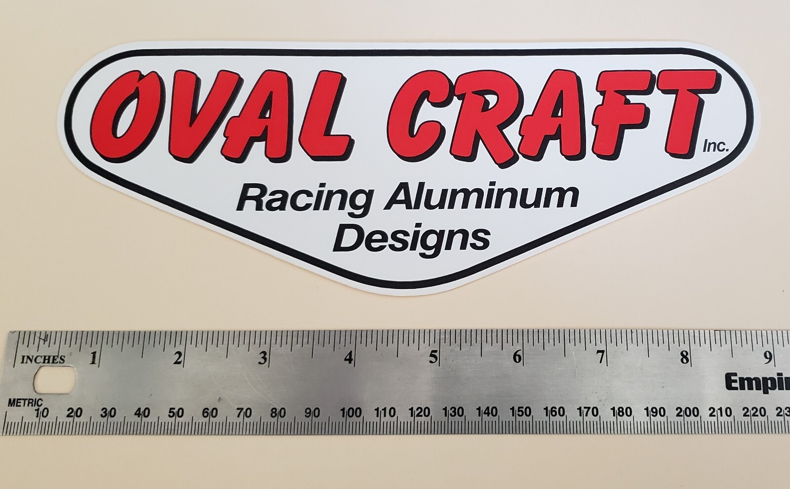 Oval Craft Racing Aluminum Decal Sticker 8.5" Triangle Red & Black on ...