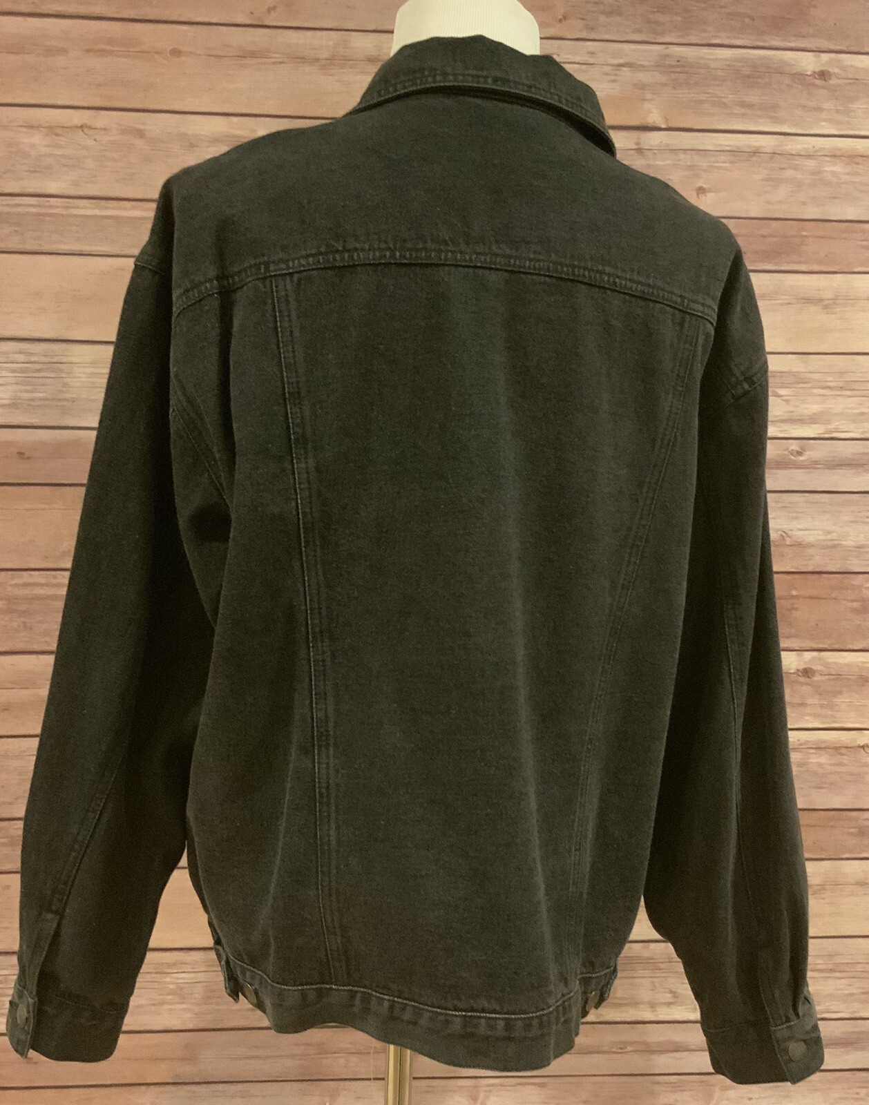 Carole Little Sport Black Denim Jacket Beads Crewel Embroidery BOHO ...