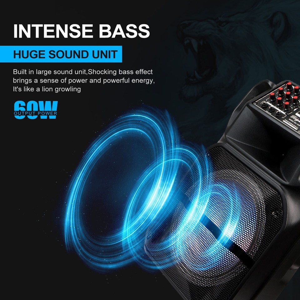 9000W Portable Sub Woofer Bluetooth Speaker Heavy Bass Sound System ...