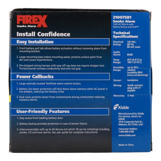 LOT OF 4 KIDDE i4618AC Firex Hardwired Smoke Detector W/ Battery Backup ...