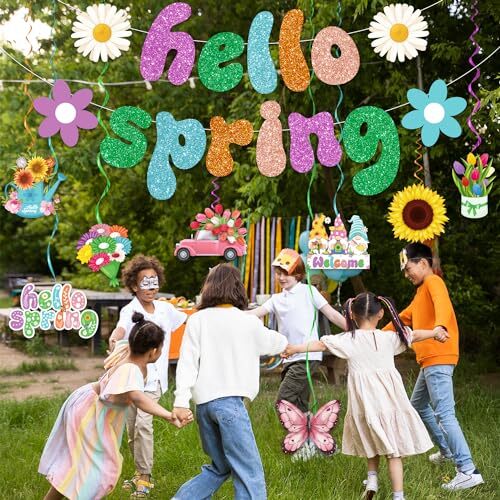 34Pc Spring Party Decorations, Hello Spring Decor include 2Pc Hello ...
