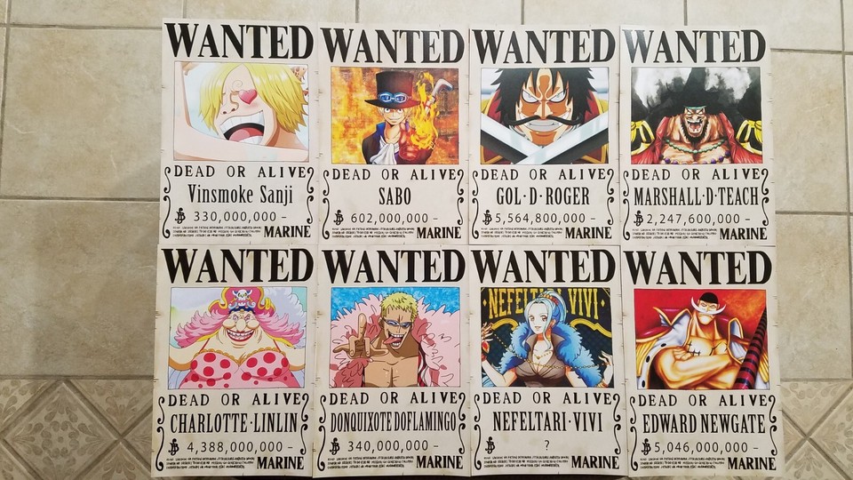 ONE PIECE - Mixed Characters Monkey.D.Luffy 11"x7.75" Wanted Posters l ...