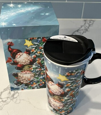 Evergreen The Perfect Cup Travel Mug Christmas Gnomes Ceramic Glass ...