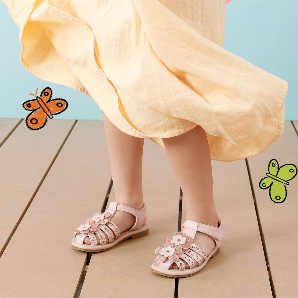 Girls Sandals Closed-Toe Summer Dress Sandals w/ Interchangeable DIY ...