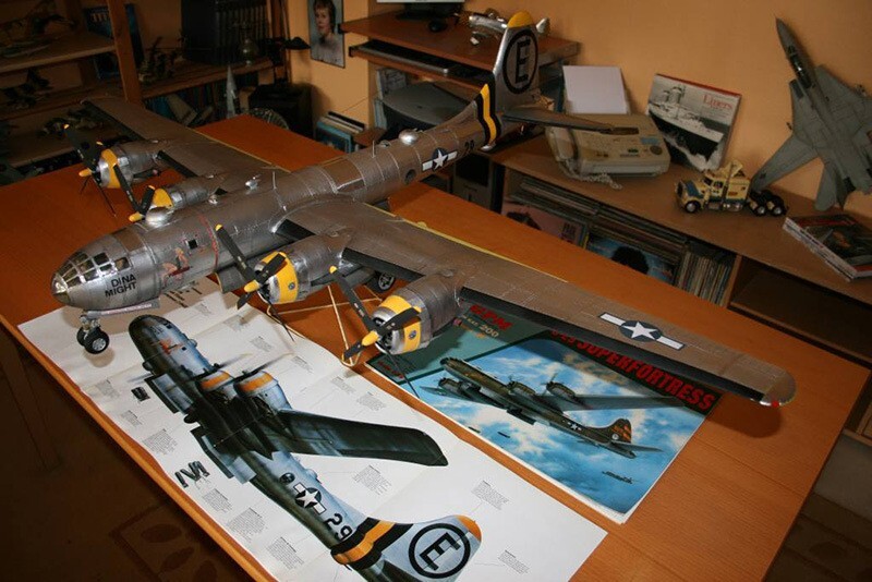 1:48 Scale US B29 Super Aerial Fortress Bomber Aircraft DIY 3D Paper ...