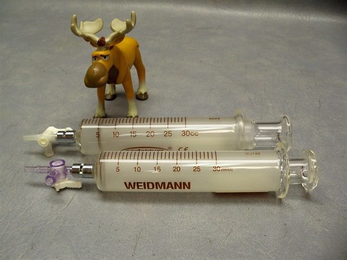 Weidmann / Popper & Sons Glass Syringe 30CC w 3 Way Valve Lot of 2 | eBay