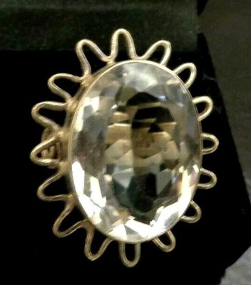 UNIQUE GENUINE STERLING SILVER & LARGE CUT CUBIC ZIRCONIA CRYSTAL SET ...