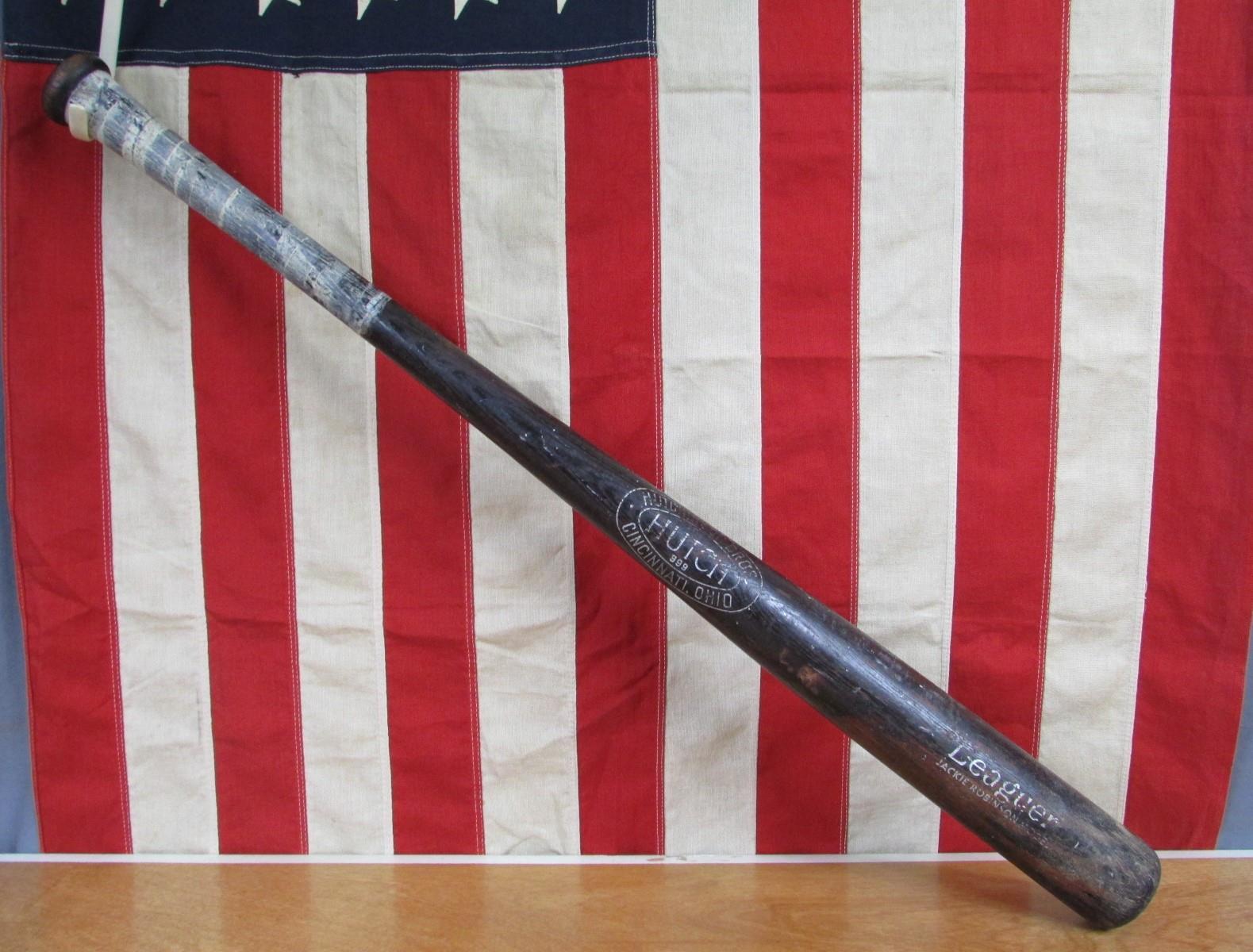 Vintage 1950s Hutch Black Wood Baseball Bat 999 HOF Jackie Robinson ...