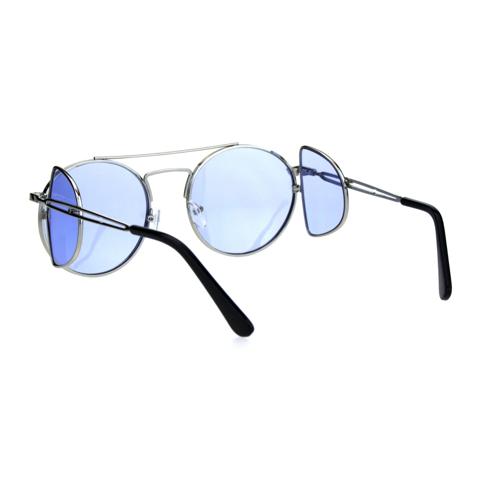 Mens Pimp Side Visor Round Circle Color Lens Metal Rim Sunglasses | eBay