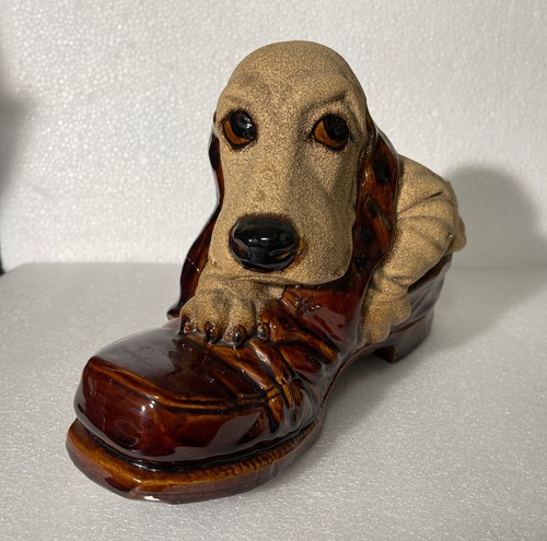 Royal Haeger Planter Hound Dog Shoe Company Basset Sand Finish Vintage ...