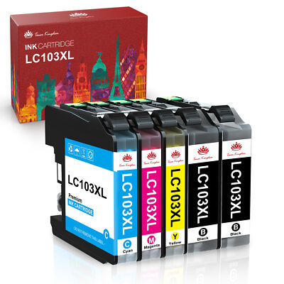 5 LC103 XL LC103BK Black & Color Printer HY Ink Cartridge for Brother ...