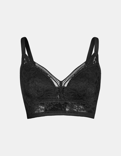 NWT Knix Black Lace Bustier Longline Bra Size Wireless L++ 36F 36G 36H ...