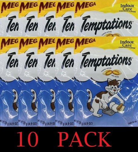 10x Temptations INDOOR CARE Chicken Flavor Adult Cat Treats 4.9 oz 10 ...