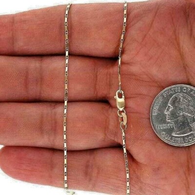 18K Yellow Gold 1mm Lumina Bar Chain (Solid Links) 16"-24" | eBay