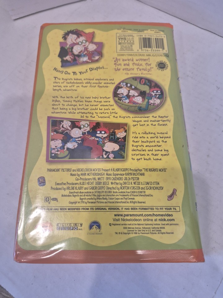 Rugrats The Movie VHS 1998 Nickelodeon Orange Tape Tested Classic Kids ...
