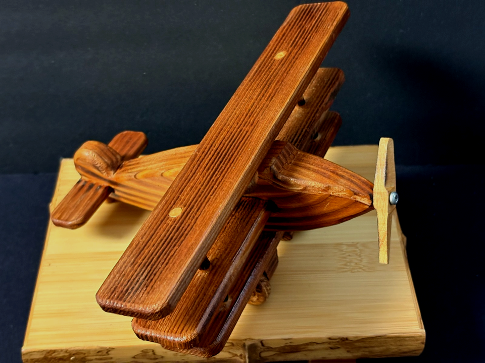 Collectible Handmade Wooden Bi-Plane Small Toy Plane 8" X 9" | eBay