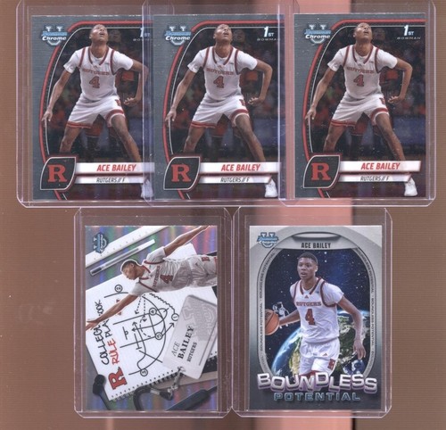 5 CT 2024-25 Ace Bailey Bowman Chrome U Base Rule Refractor Boundless ...