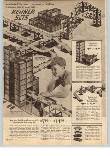 1963 PAPER AD 2 PG Kenner Combination Panel Building Set Sky Rail Hydro ...