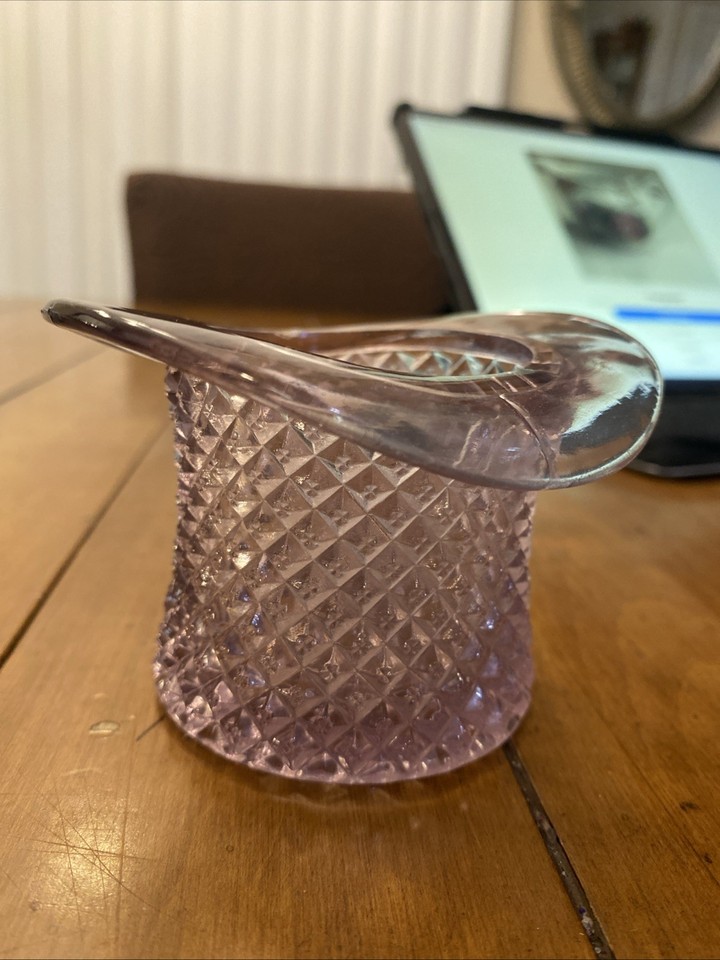 Vintage Amethyst Pressed Glass Top Hat Vase Purple Diamond Pattern | eBay