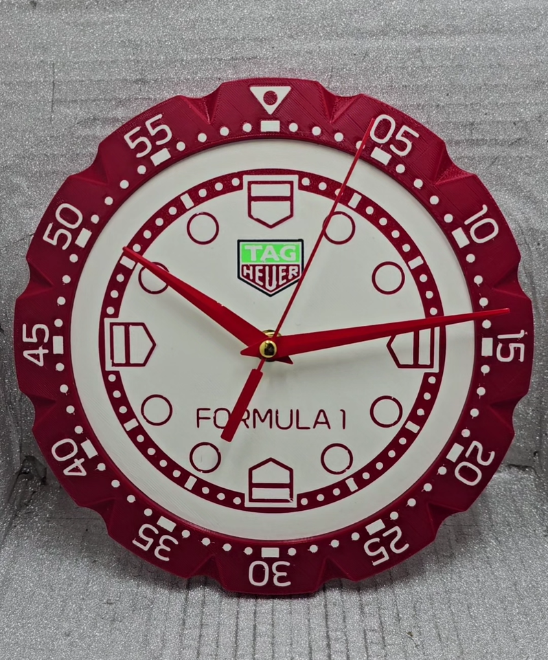 TAG HEUER F1 RED inspired Clock wall/desk clock 3d printed with battery ...