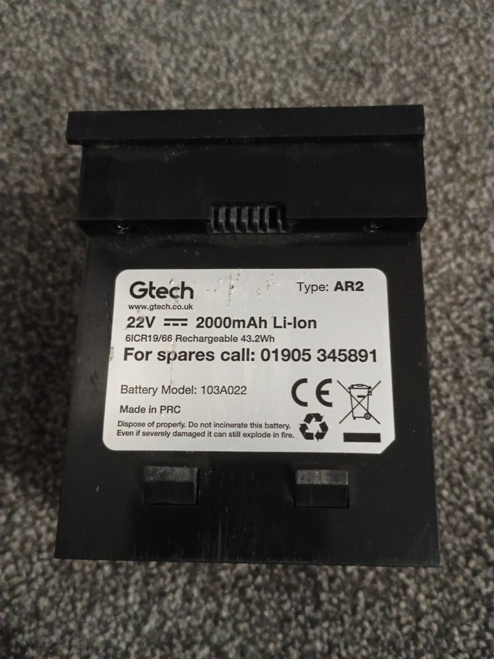 Gtech 22v Battery AIRRAM 2 AR2 Vacuum Cleaner 22v 2000mAh Li-lon K9 ...