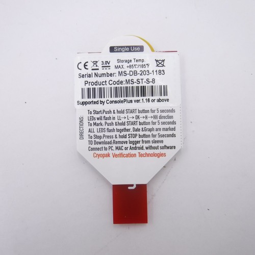 5 Pack Cryopak iMini USB PDF Temperature Loggers Single Use MS-ST-S-8 ...