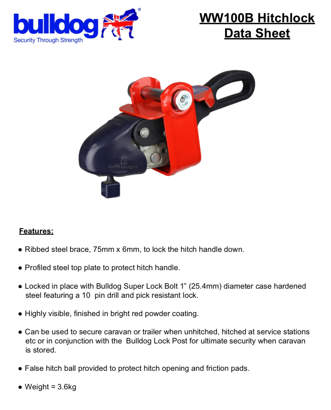 New Bulldog WW100B Caravan Security Hitch Lock - Winterhoff WS3000D ...
