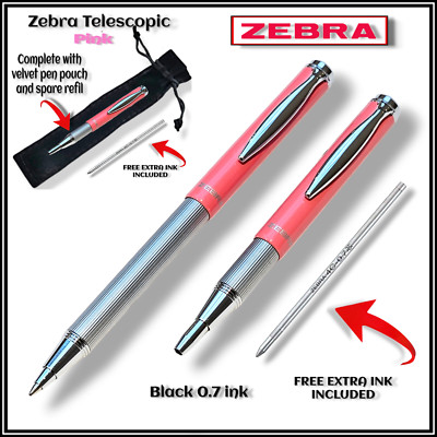 Zebra mini pen Telescopic Ballpoint Pen Black Ink + pen pouch & Zebra ...
