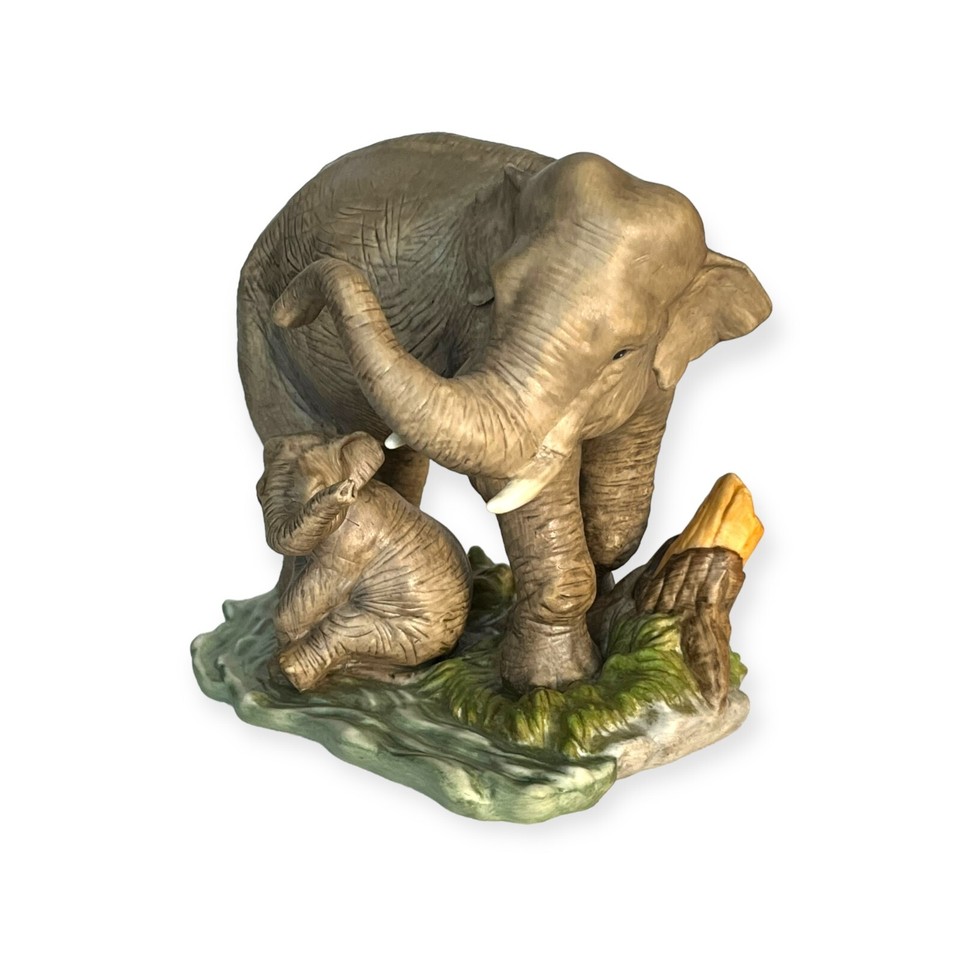 VTG 1999 Homco Endangered Species Asian Elephants Figurine Masterpiece Porcelain | eBay