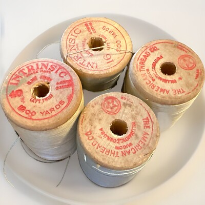 4 Vintage The American Thread Co. #16 INTRINSIC Willimantic CT Wooden ...