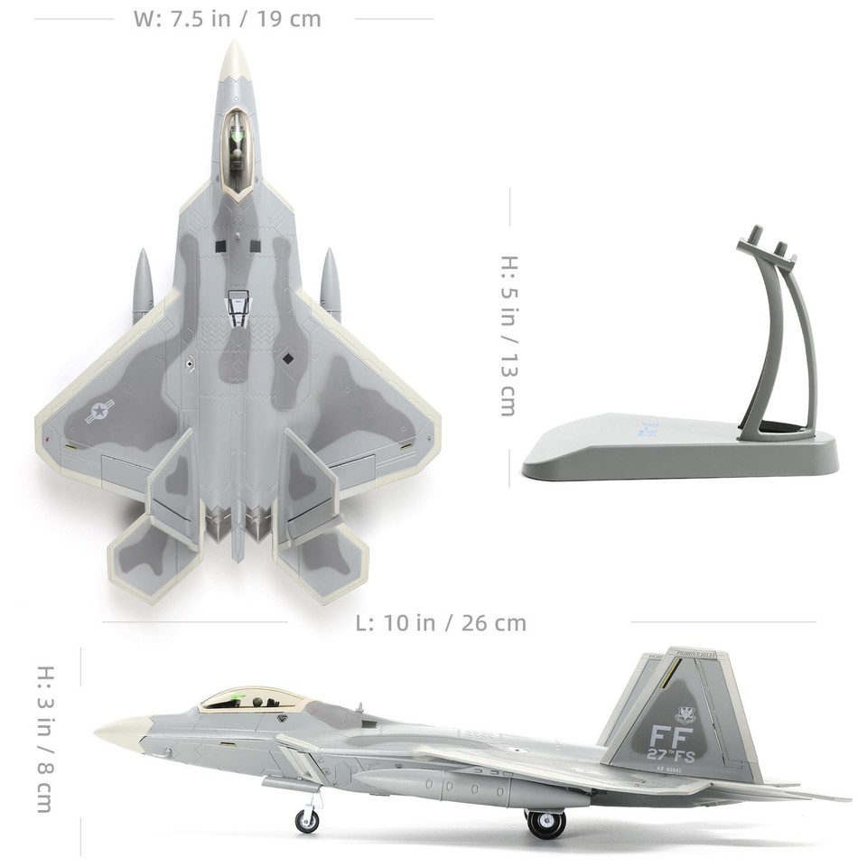 Classic USA F22 Raptor Fighter Attack Pre-Build Model 1:72 Aircraft (FF ...