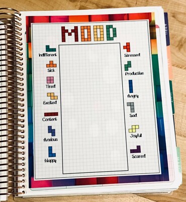 Tetris Mood Emotions Tracker Dashboard Insert 4 use with Erin Condren ...