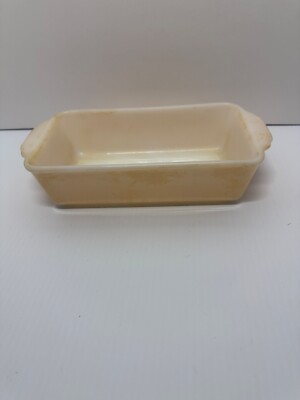 Fire King, Loaf Pan,9" x 5 1/2" x 2 1/2"; 1 Qt Peach Luster Milk Glass ...