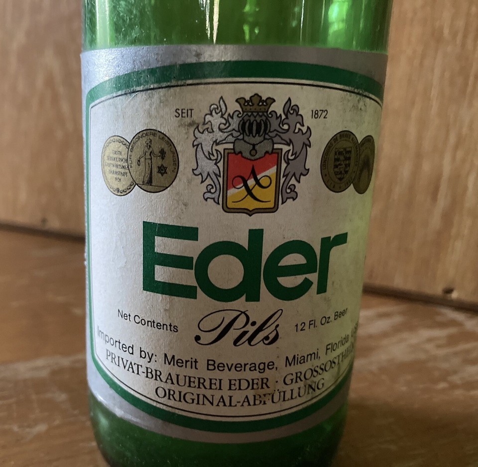 Vintage EDER Bier Pils - EMPTY Green Beer Bottle - GERMANY Eder Braurei ...