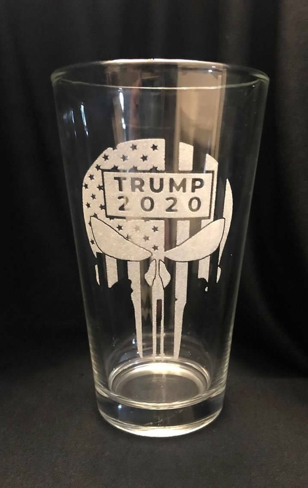 Donald Trump The Punisher Beer Pint Glass Engraved Republican MAGA KAG ...