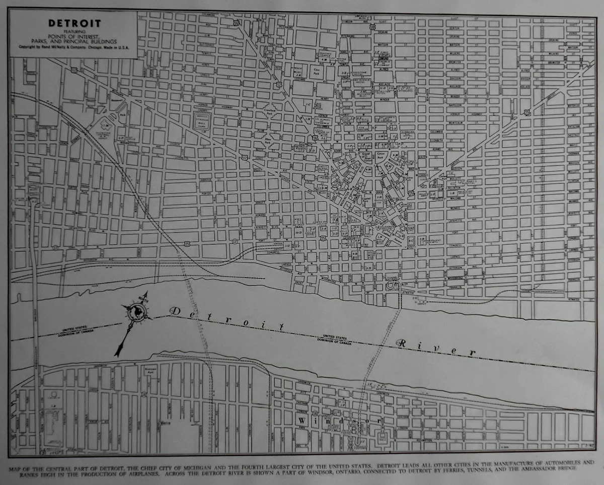 Large City Map Detroit Michigan