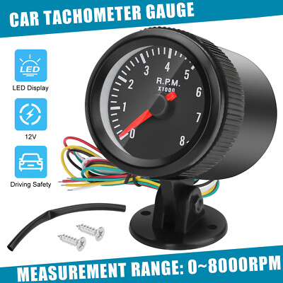 Universal 2" 52mm Digital LED Electronic Car Tachometer Gauge Meter 0 ...