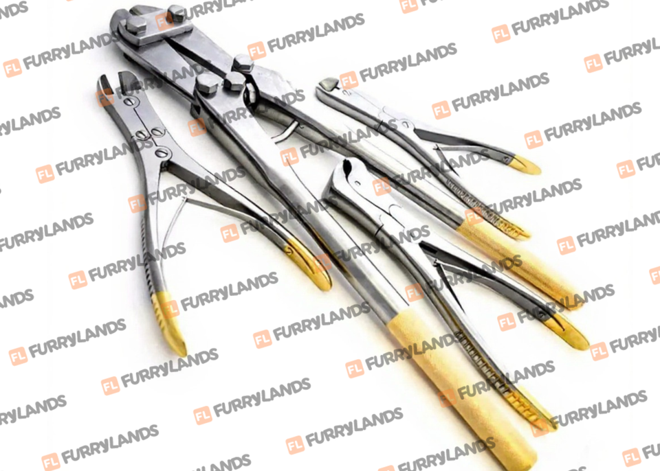 Veterinary TC Pin & Wire Cutter Pliers Set 4 Pcs with Tungsten Carbide ...