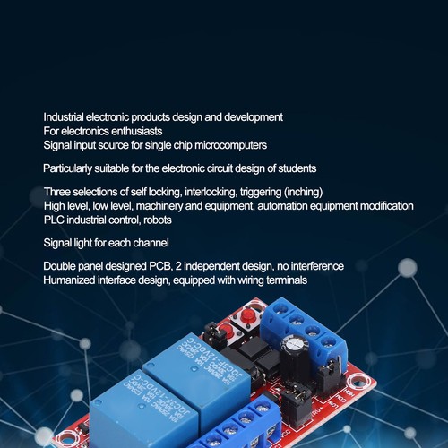 Relay Module 2 Channel Button Self-Locking Interlock High Low Level ...