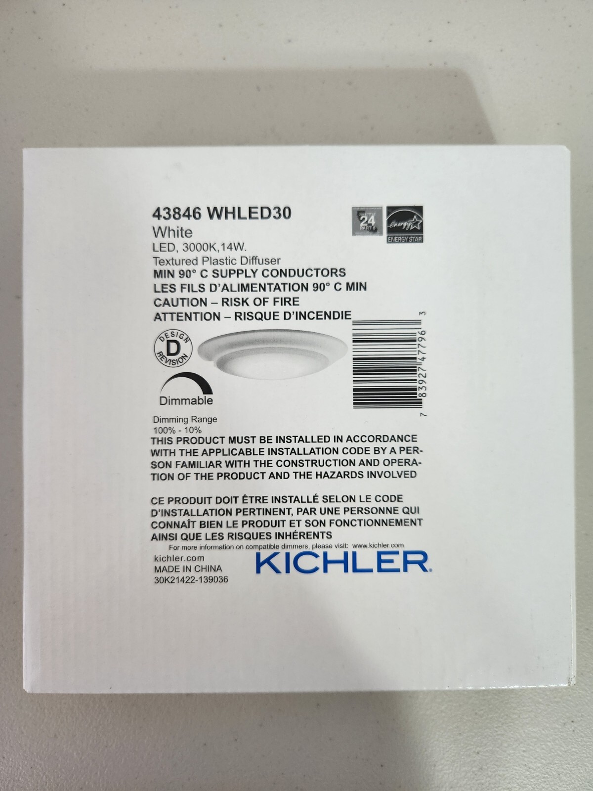 Kichler Lighting 43846WHLED30B 7.5" 15w 3000k LED Flush Mount for sale ...