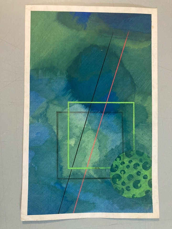 Painting Gouache Drawing Abstract Abstraction Geometric Signed Sofie ...