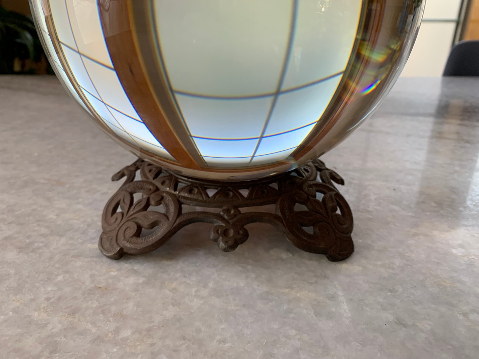 MASSIVE 8", Antique, Crystal Ball w/Ornate Floral, Victorian, Finely ...