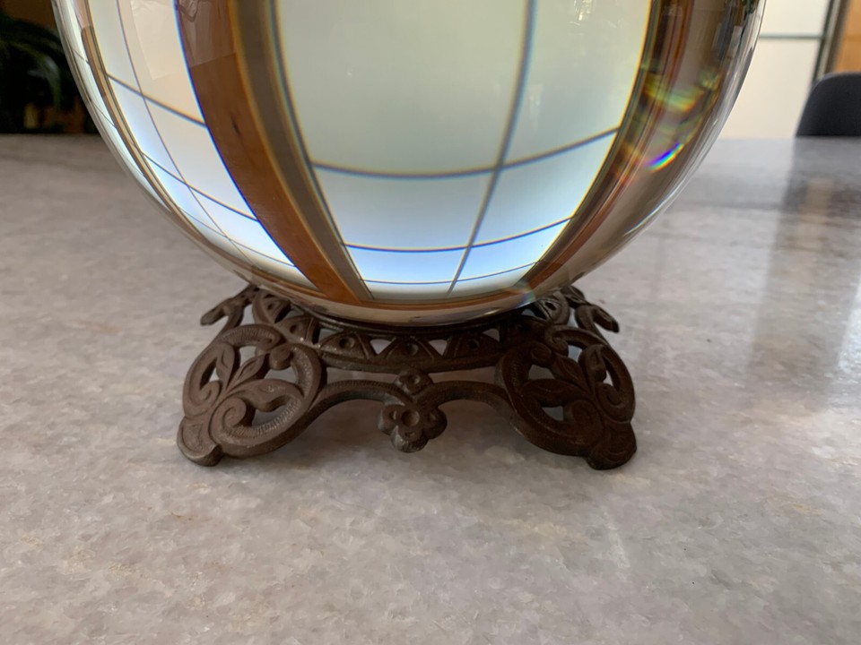 MASSIVE 8", Antique, Crystal Ball w/Ornate Floral, Victorian, Finely ...