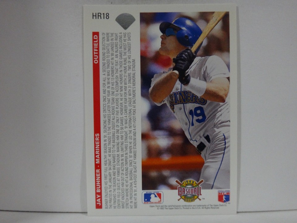1992 (MARINERS) Upper Deck Home Run Heroes #HR18 Jay Buhner | eBay