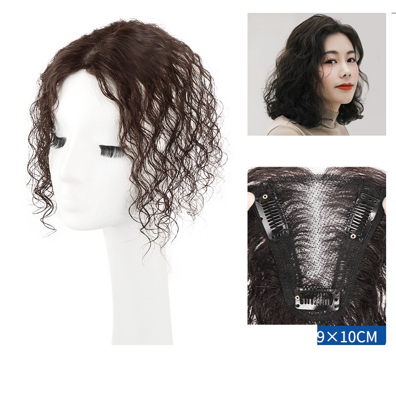 Short Fluffy Curly Wavy Hair Clip in Real Human Hair Topper Wiglet for ...