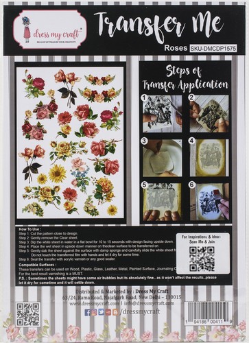 Dress My Craft Transfer Me Sheet A4 Roses 194186004119| eBay