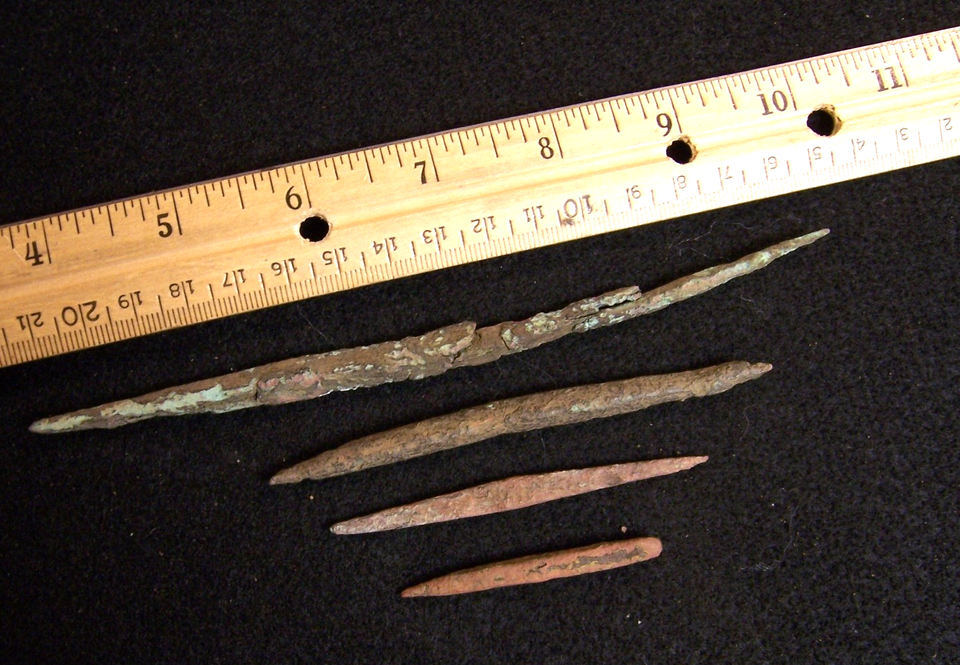 4 AUTHENTIC OLD COPPER CULTURE COPPER AWLS FROM LANGLADE CO., WISCONSIN ...