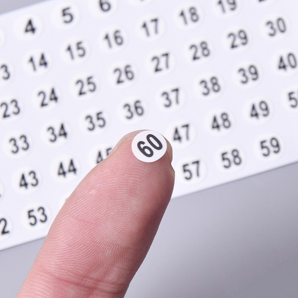 6mm White Round Number Dot Adhesive Stickers Marks Label Tags ...