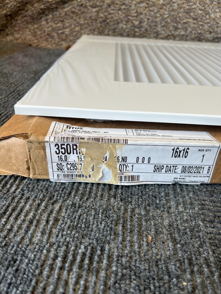 Titus 350RL Steel Return Grille Surface 16 x 16 Steel Single Deflection ...