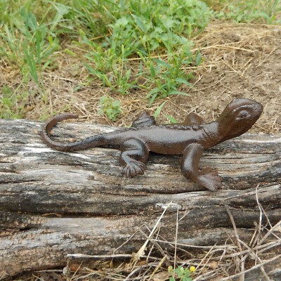 Cast Iron Lizard Gecko Figurine Shelf Sitter Pond Garden Yard Decor ...